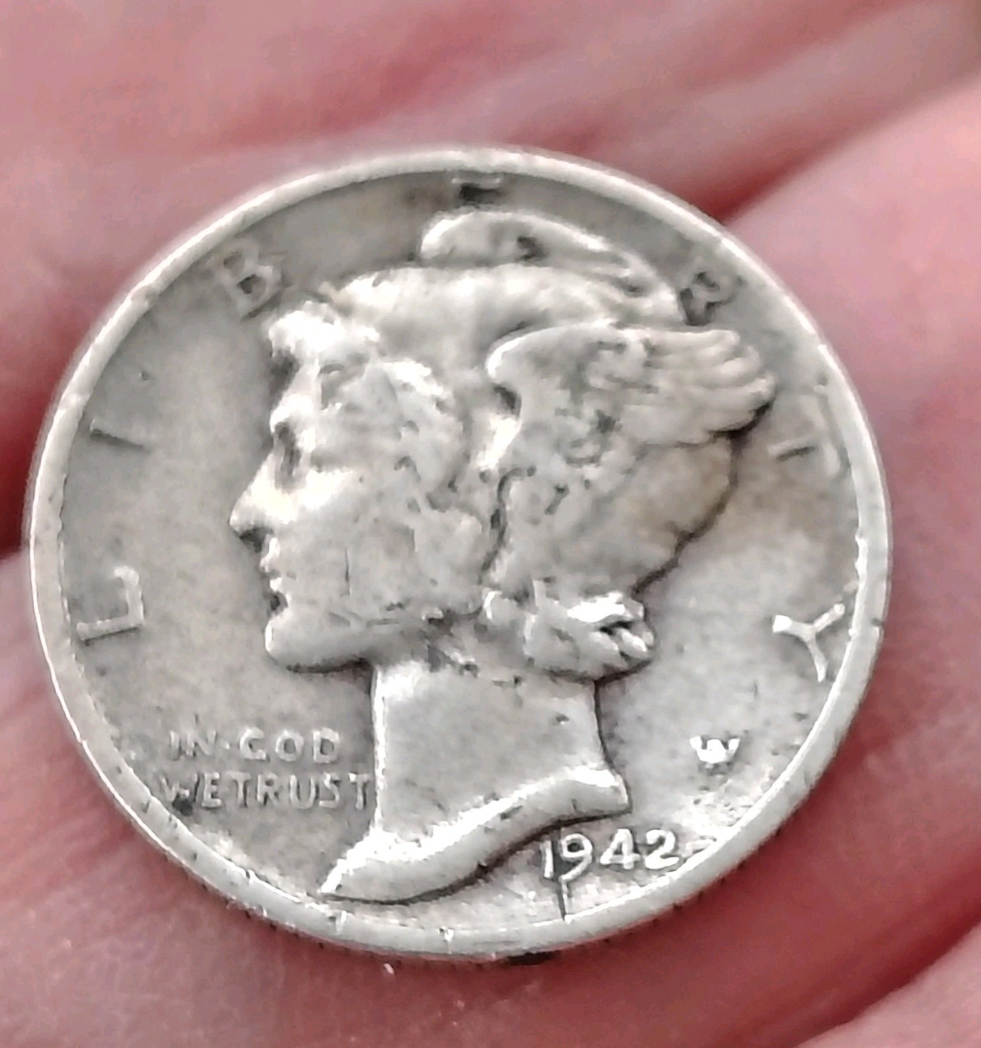 1942 10c Silver Mercury Dime - Mint Error Defective Planchet or ...