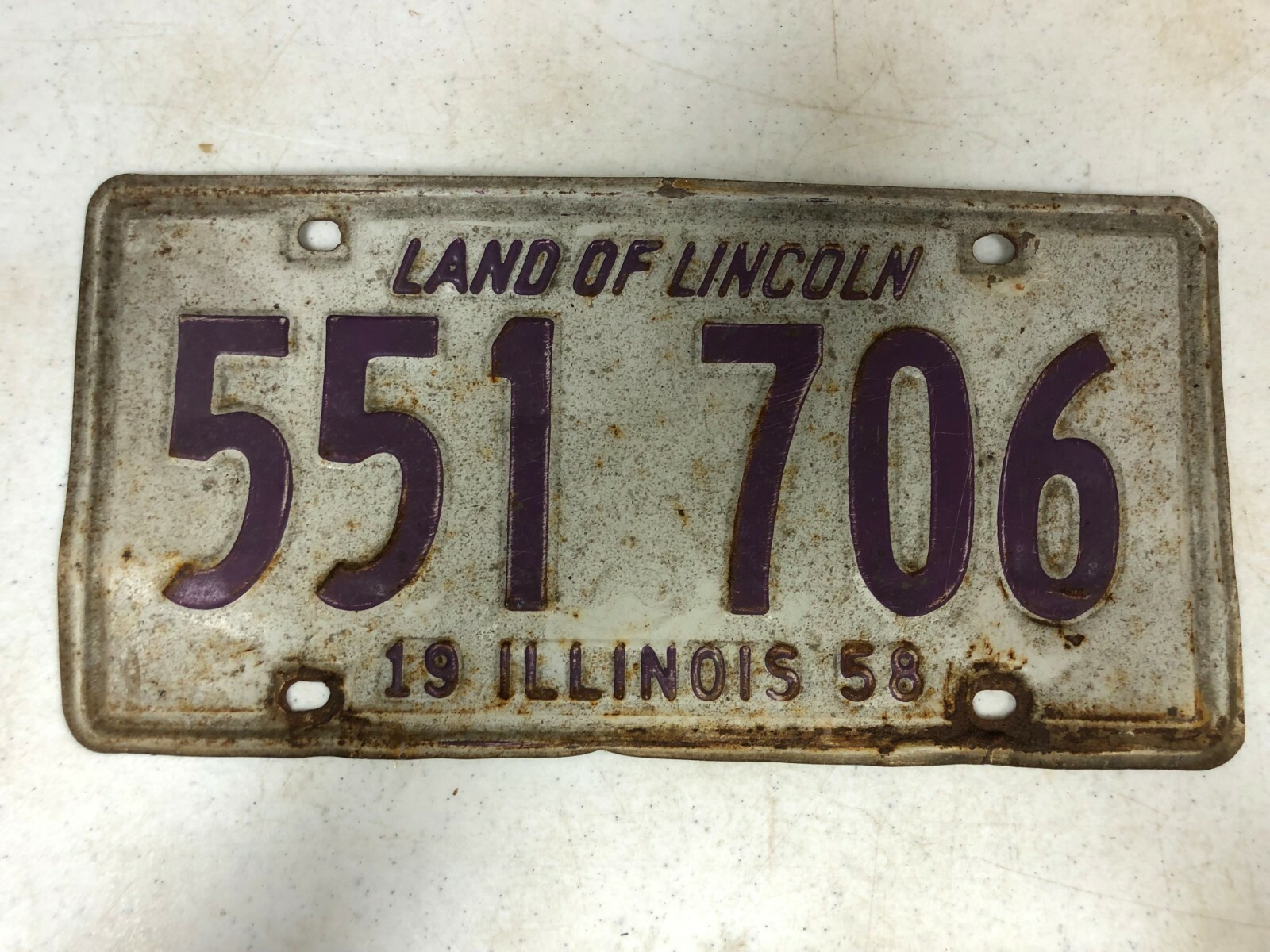 1958 ILLINOIS Land of Lincoln License Plate 551-706 | eBay