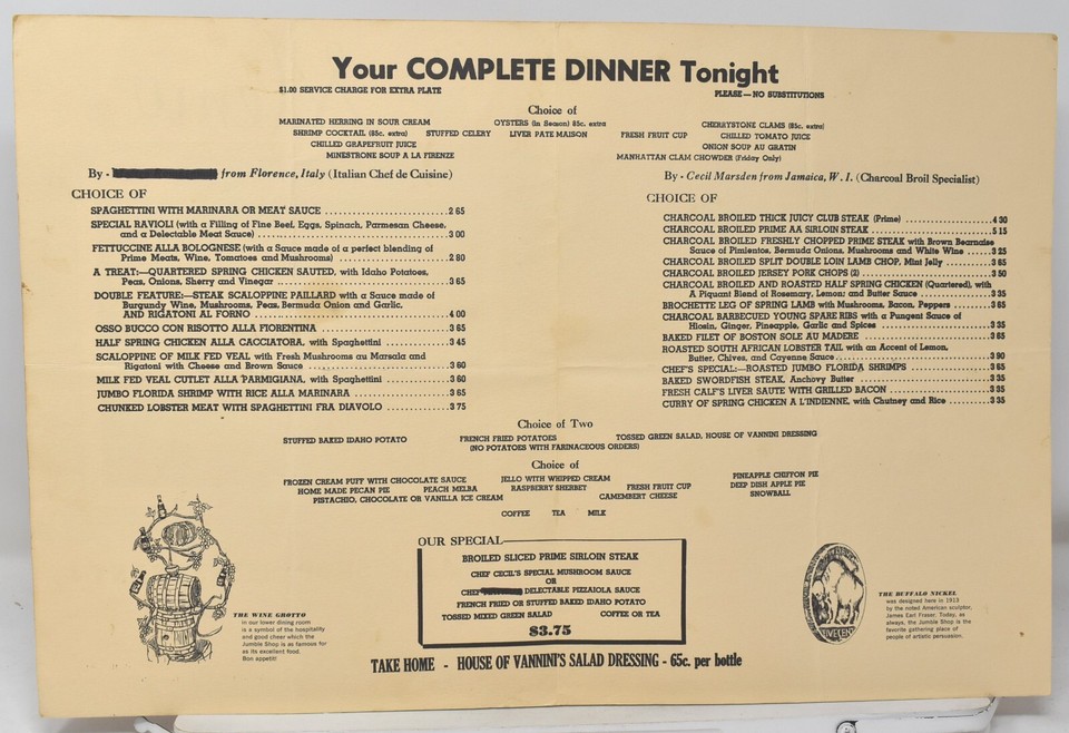 1950s Jumble Shop Restaurant Menu 176 MacDougal Alley Greenwich Village ...
