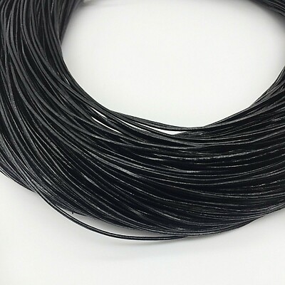 Black Leather Cord Genuine Cowhide Round String 1mm 1.5mm 2mm Choose ...