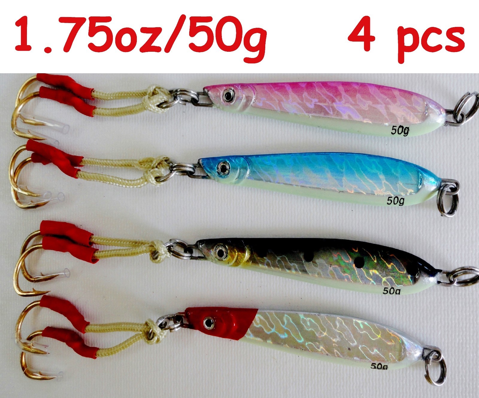 4 Pieces Knife Jigs 1.75oz / 50g Vertical Butterfly Fishing Lures Combo ...