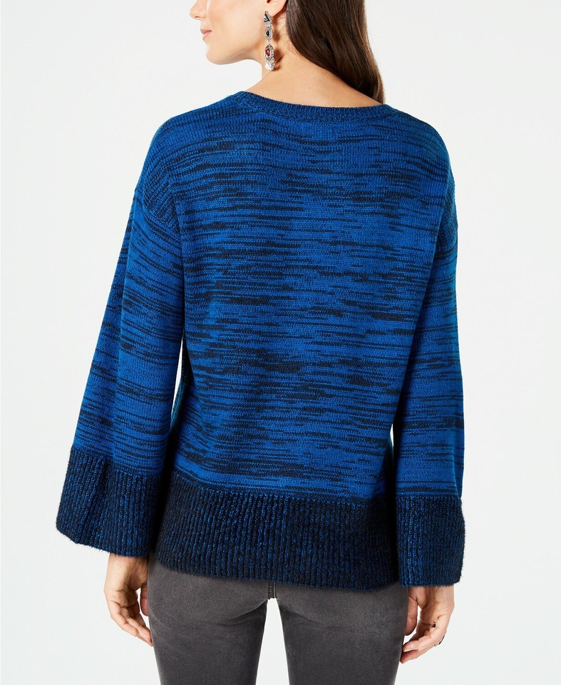 Style & Co. Women's Marled Colorblocked Sweater, Blue, Large | eBay