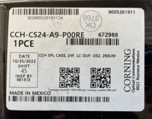 Corning 24 F LC UPC Duplex CCH Splice Cassette - CCH-CS24-A9-P00RE for ...