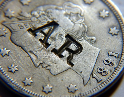 Liberty V nickel 1891 counterstamp A R | eBay