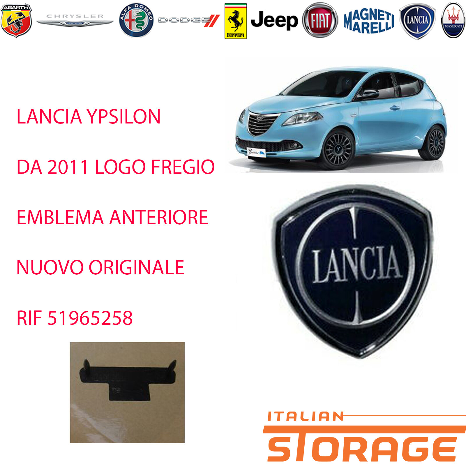 LANCIA YPSILON DA 2011 LOGO FREGIO EMBLEMA ANTERIORE NUOVO ORIGINALE ...