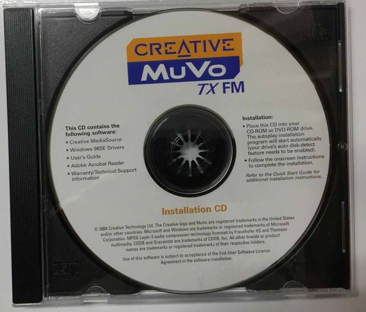 #085 Creative MuVo TX FM Installation CD & Quick Start Guide | eBay