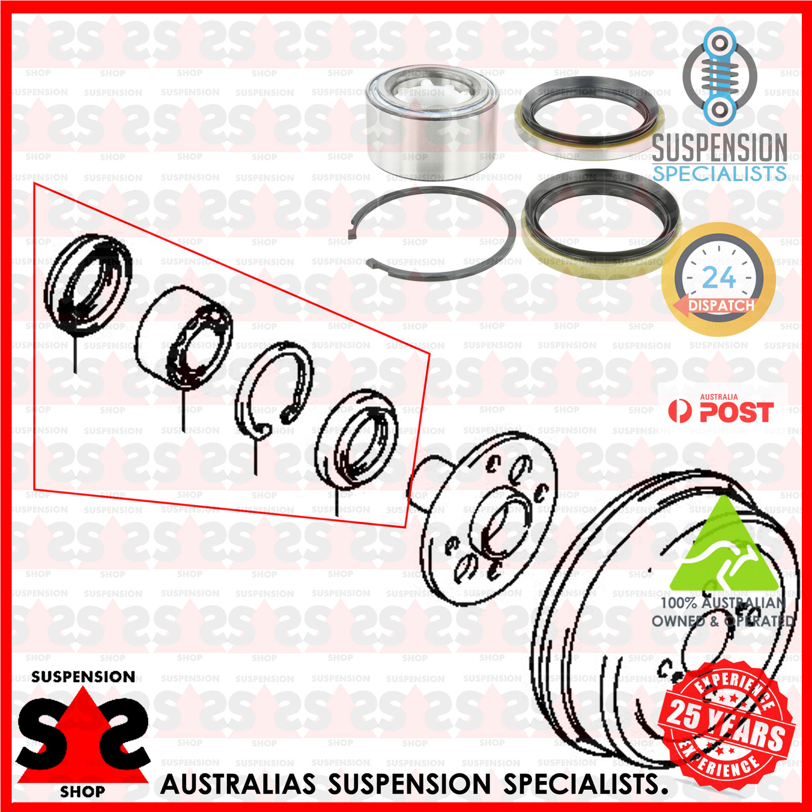 Rear Axle Wheel Bearing Kit Suit TOYOTA Corolla 1.6 4WD (AE114) COROLLA ...