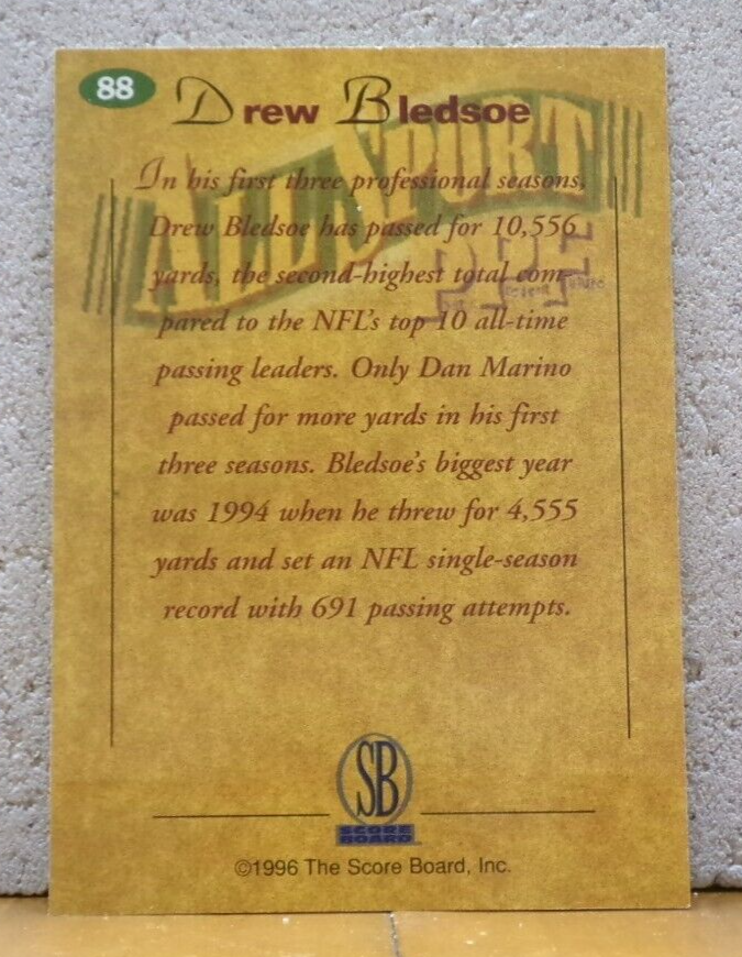 NICE VERY COOL DREW BLEDSOE NEW ENGLAND PATRIOTS GOLD CARD CHASE ALL ...