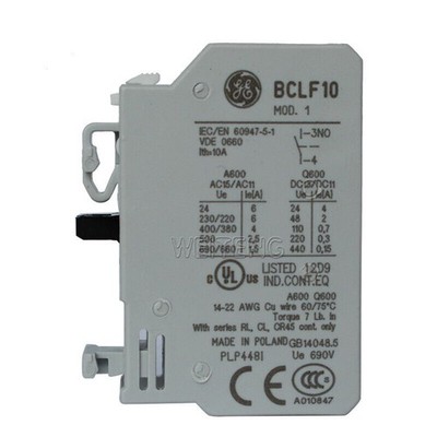 1PCS New Auxiliary Contact For GE BCLF10 1NO Front Mount Screw Terminal ...