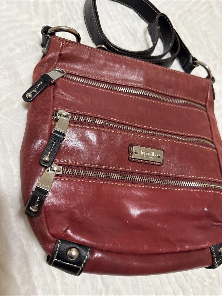 Tignanello red leather crossbody handbag | eBay