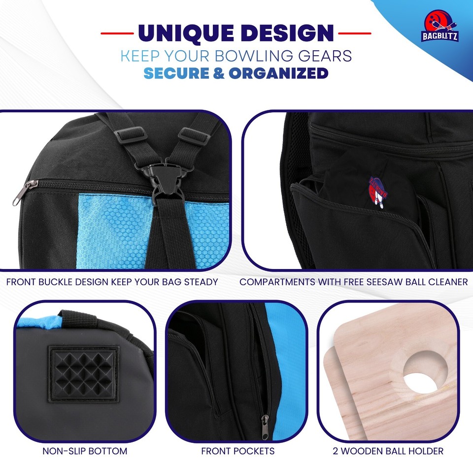 Bowling Ball Bag - Bowling Ball Backpack for Two Balls - Multi-Pocket ...