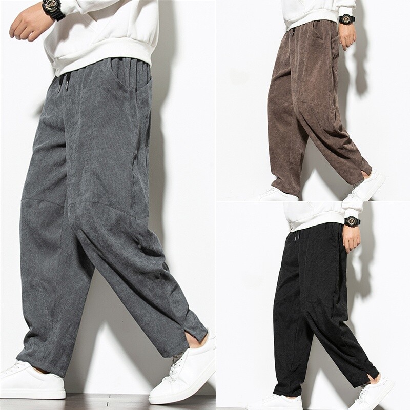 Corduroy Pants Baggy Trousers Wide Leg Elastic Waist Corduroy Pants Baggy Trousers Wide Leg Elastic Waist