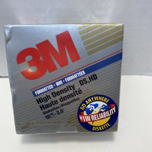 3M High Density 3.5" Diskettes 10 Pack IBM Formatted DS HD Floppy Disks ...