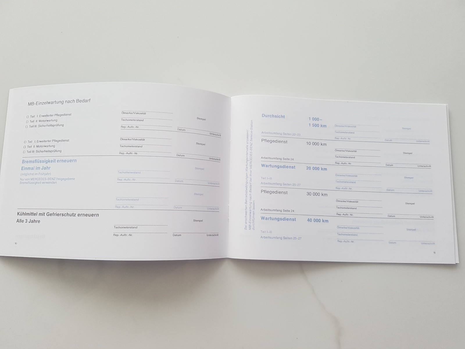 Mercedes Serviceheft für PKW mit Dieselmotor Typ W123 W124 W140 NEU ...