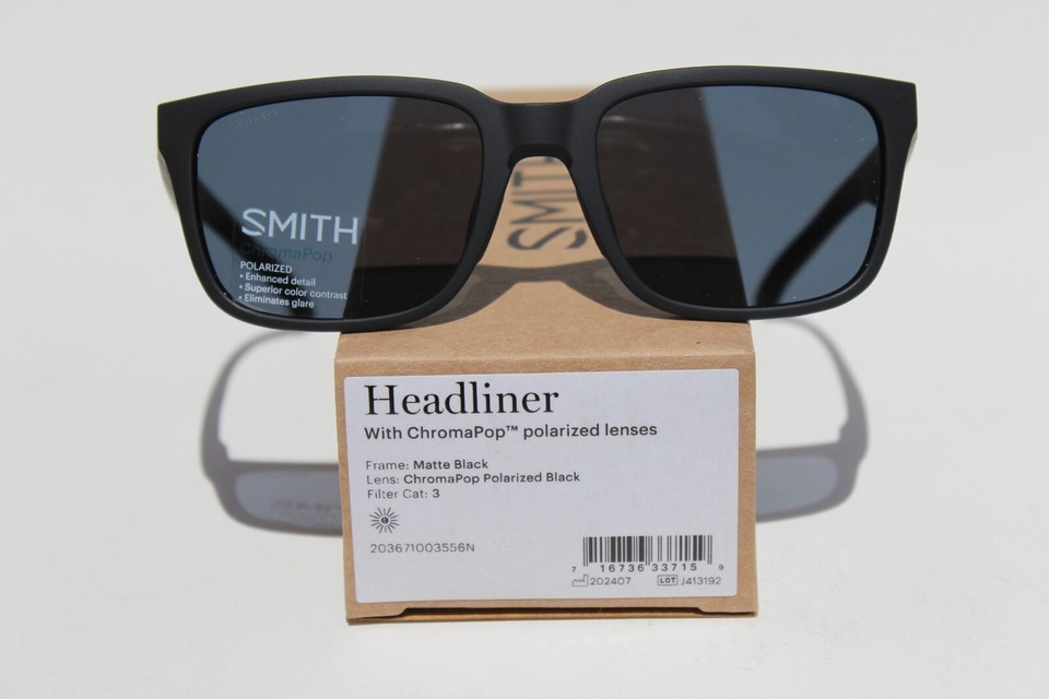 SMITH OPTICS Headliner Sunglasses Matte Black/ChromaPop Black NEW $195 ...