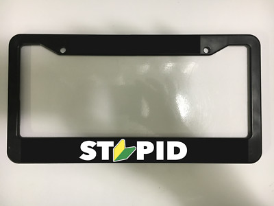STUPID WAKABA LEAF JDM TUNER DRIFT EURO FUNNY NOS Black License Plate ...