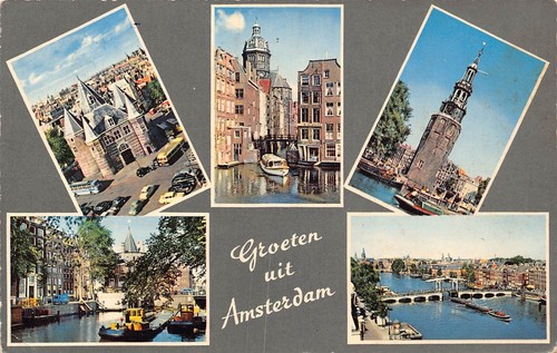 C194 Netherlands Amsterdam canal, boat, bridge, tower 1961 vintage postcard | eBay