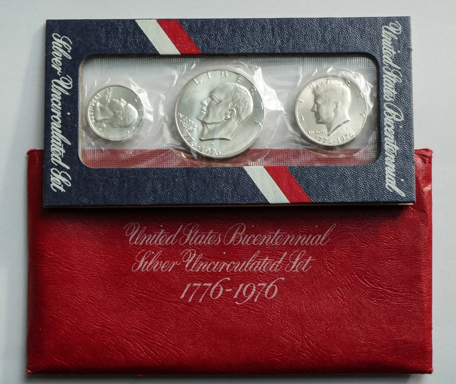 UNITED STATES BICENTENNIAL SILVER UNCIRCULATED SET 1776-1976 GEM 3 COIN ...