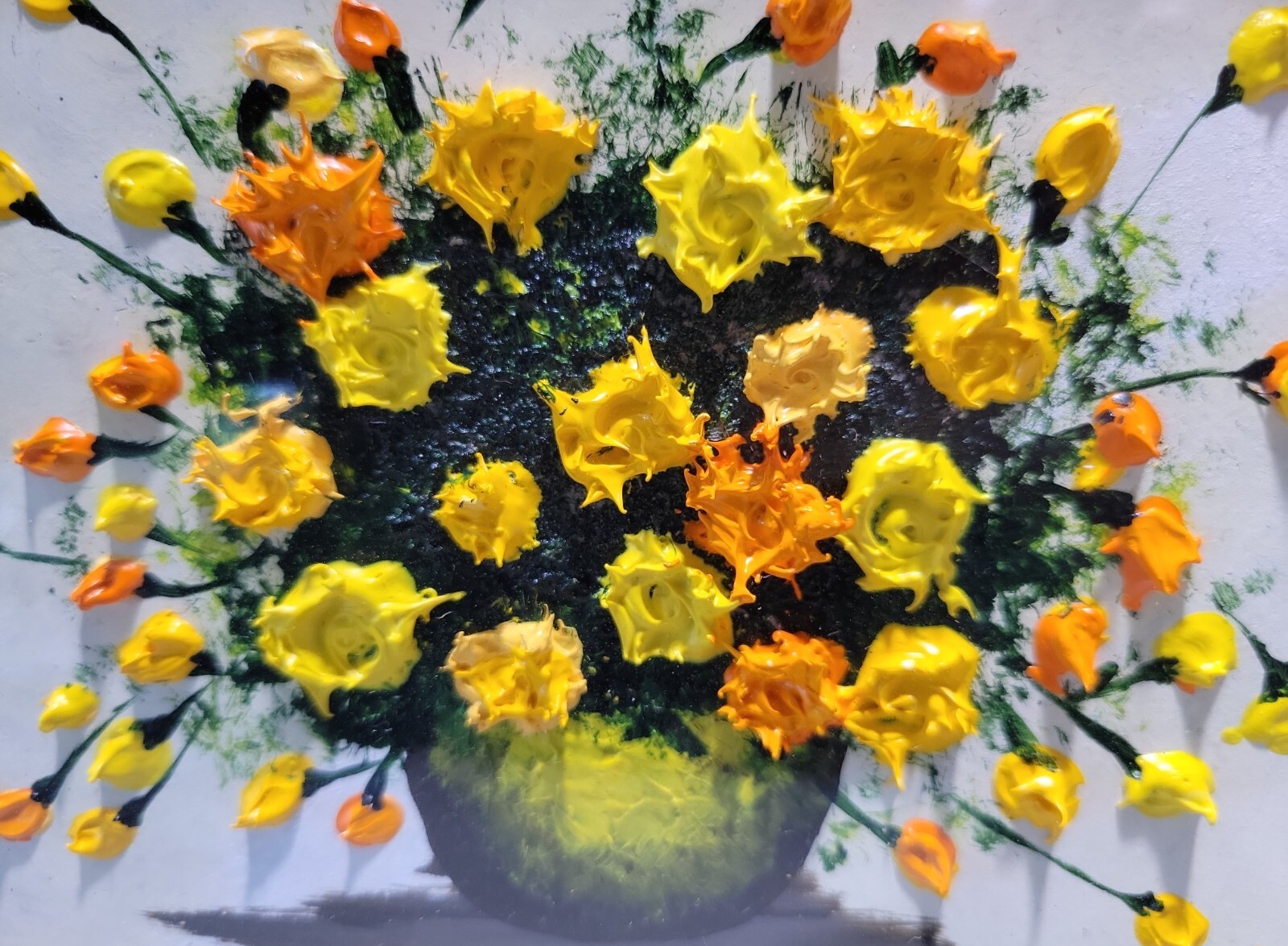 Kay Press Impasto Acrylic Floral Painting Still Life Vase Of Flowers ...