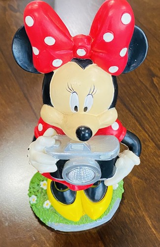 Vintage Disney Minnie Mouse Solar Yard Garden Decor Holding a camera ...