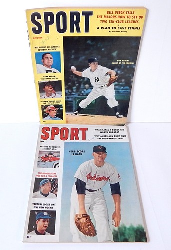 Lot of (2) 1958 Sport Vintage Magazines October & July Hank Aaron ...