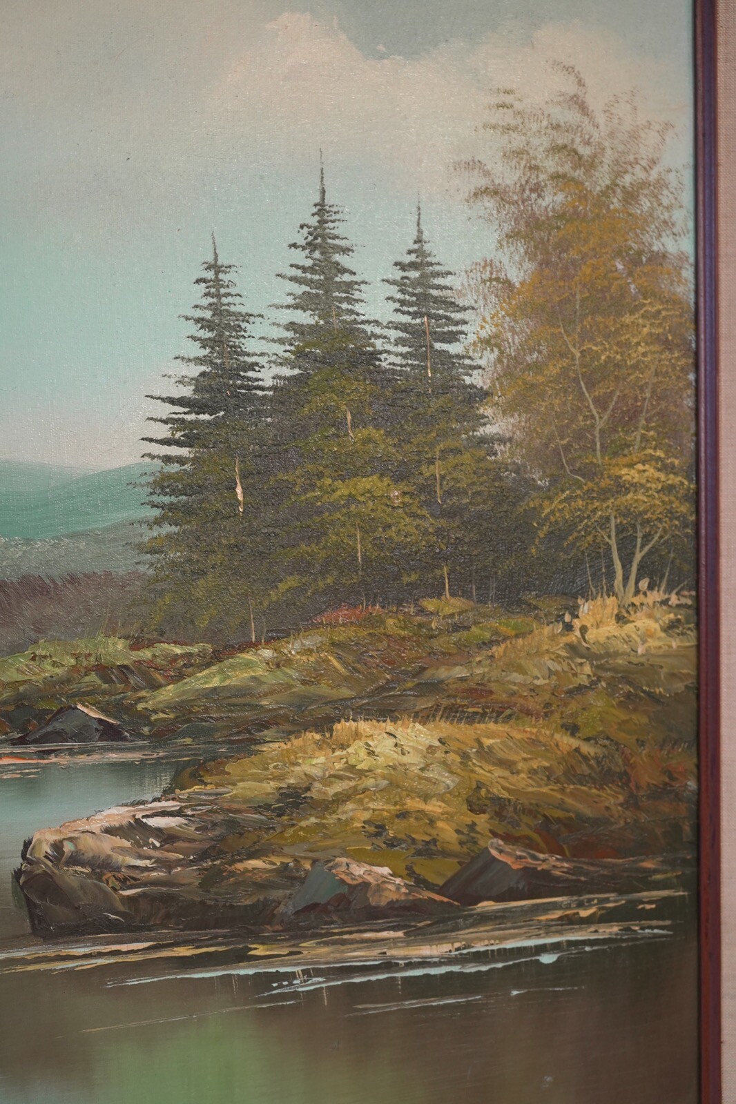 Vintage Signed Starving Artist Oil on Canvas Spring Mountain View ...