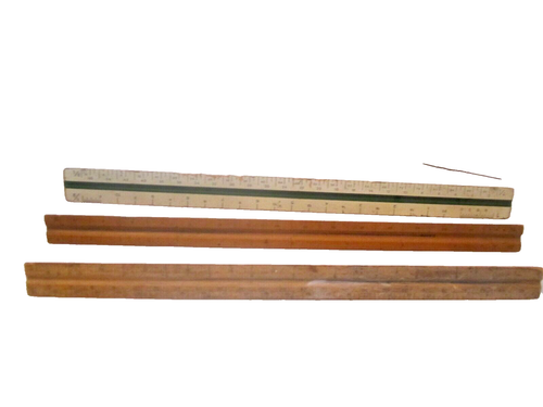 Lot of 3 Antique wood 3 sided triangle rulers. Wooden. Alvin, K&E | eBay
