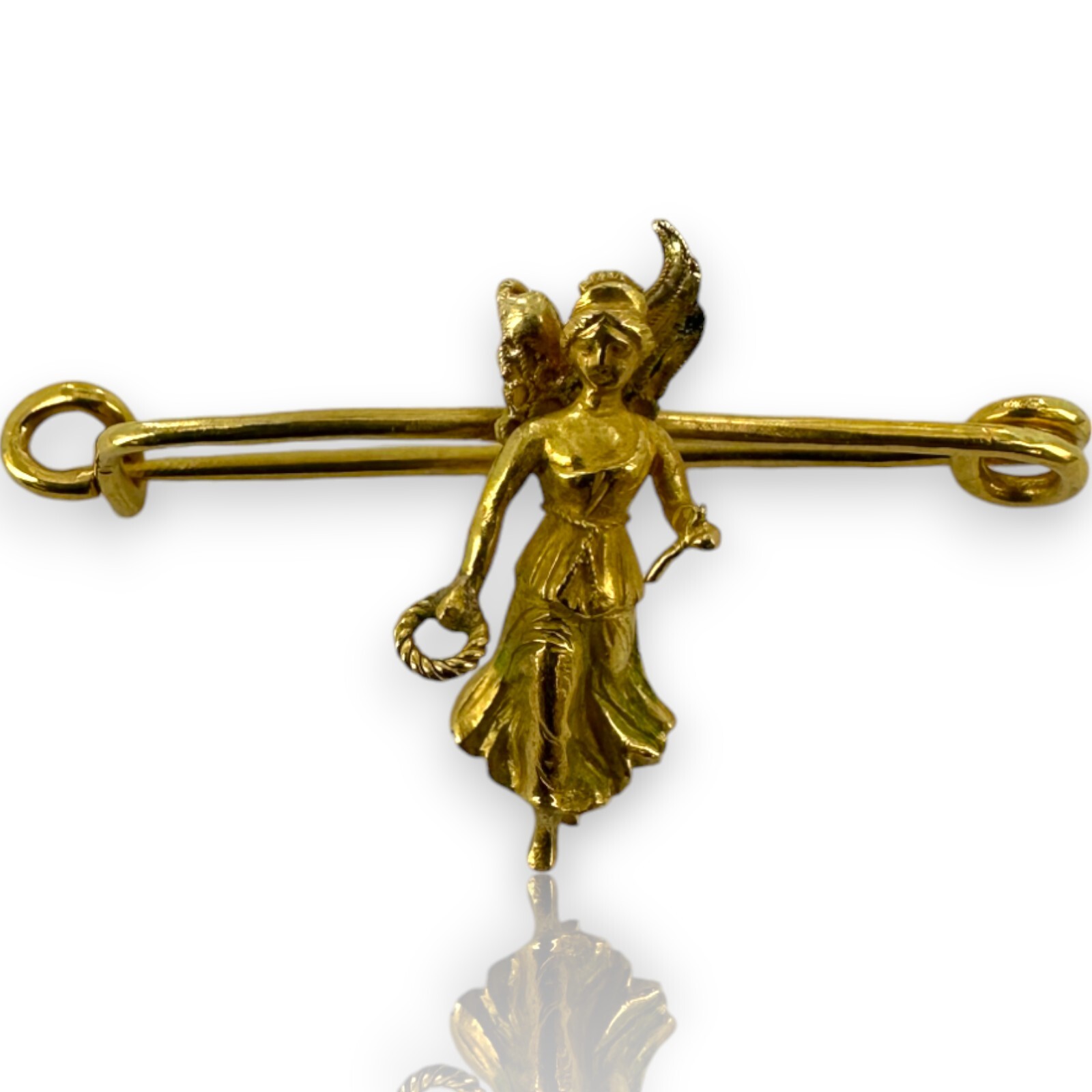 Vintage 18kt Gold Safety/Diaper Pin Angel of Protecti… - Gem