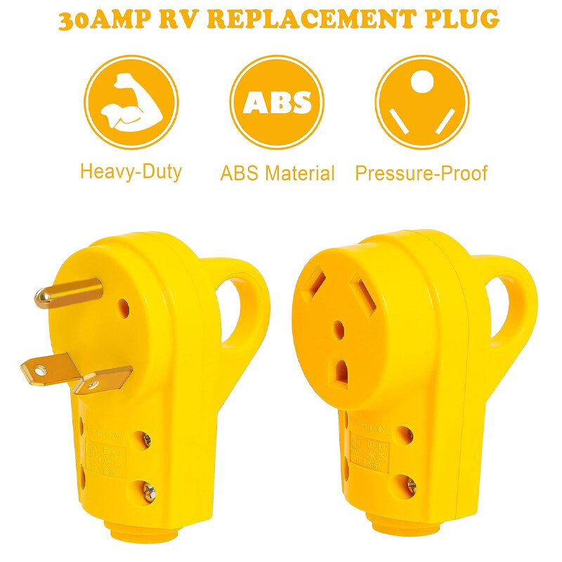 RV 30AMP Receptacle Plug Male &Female Power Cord End Replacement ...