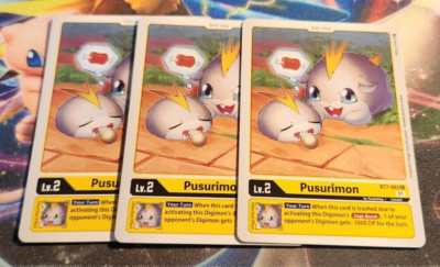 x3 Digimon PUSURIMON BT7-003 Yellow Uncommon Digi-Egg TCG | eBay
