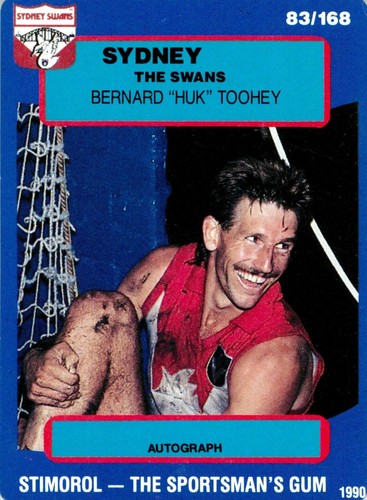 1990 SYDNEY SWANS AFL Card BERNARD TOOHEY Scanlens | eBay Australia