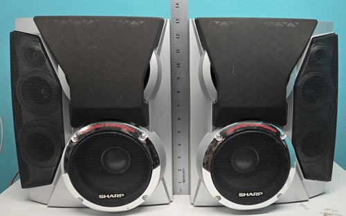 Sharp CP-BA200 Speakers Pair with Integrated Subwoofers Bi-wired 6ohm ...