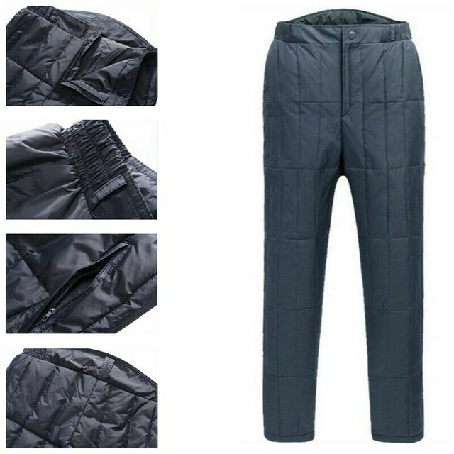 Men's Down Pants Warm Puffer Trousers Thick Winter Padded Warmer ...