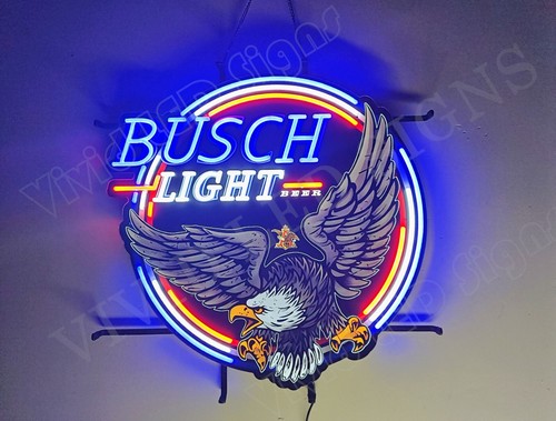 Retro Bald Eagle Beer Lager 24"x20" Vivid LED Neon Sign Light With ...