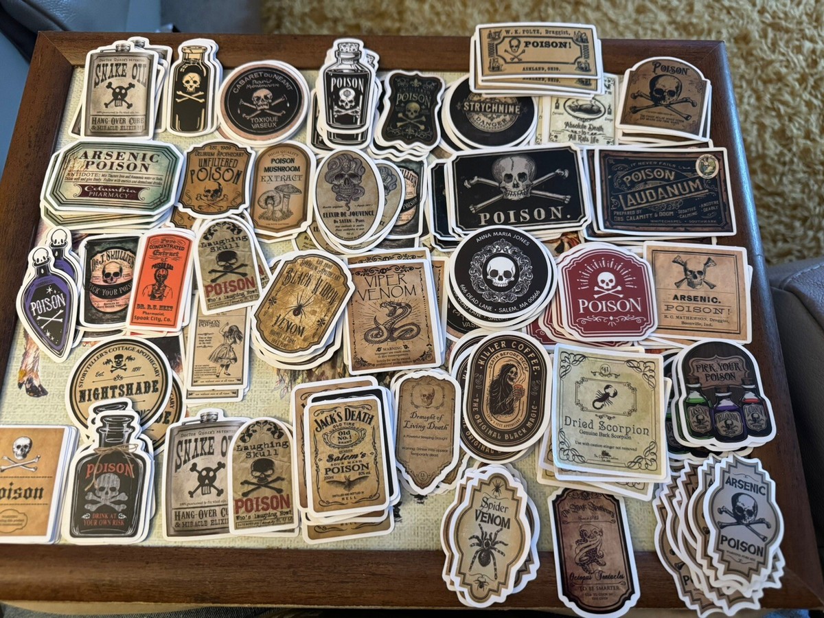 Poison Bottle Sticker Poison Bottle Labels – 6 Halloween Label