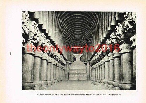 Cave Temple of Karli, Karli, India, Photo Book Illustration, 1935 | eBay