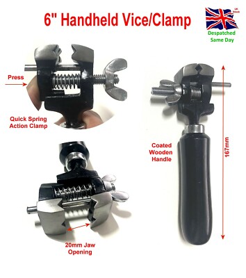 Hand Held Vice Wooden Handle Clamp Grip for Jewellers OR Modelmaking ...