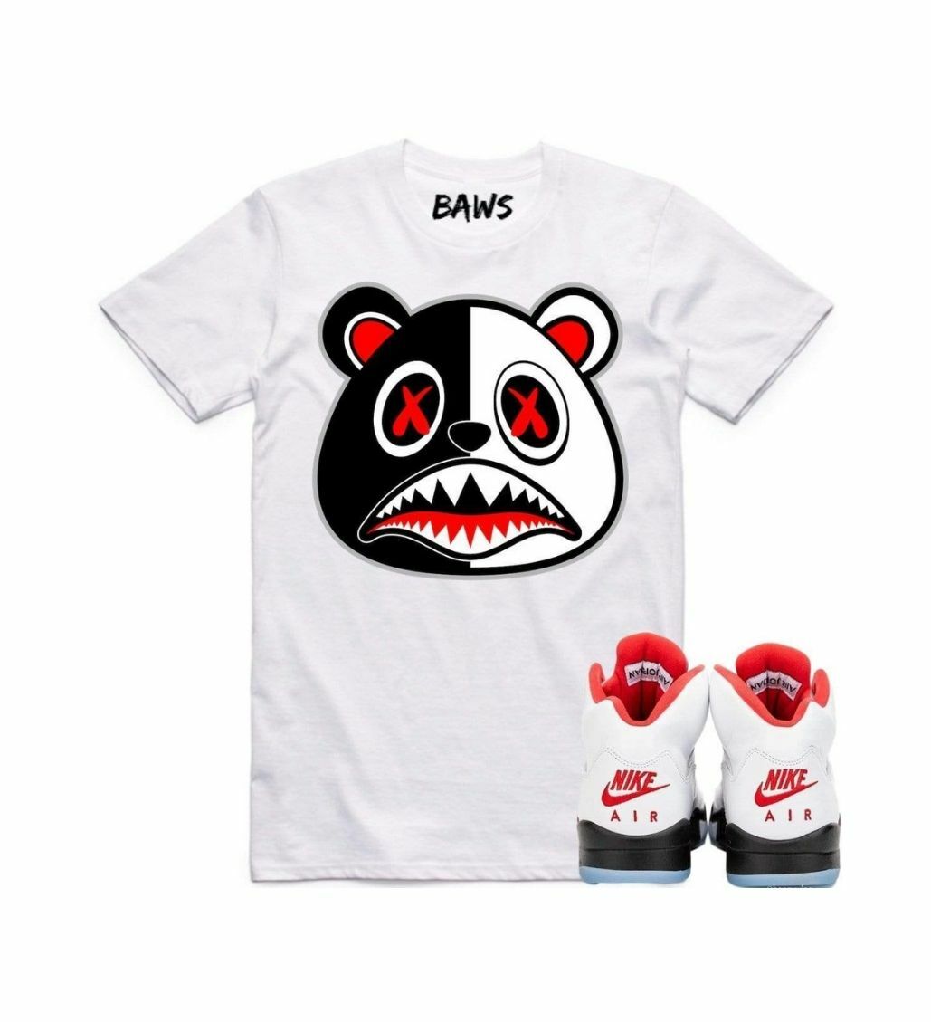BAWS Scar Yayo Baws White T-Shirt to Match Jordan Retro 5 Fire Red ...