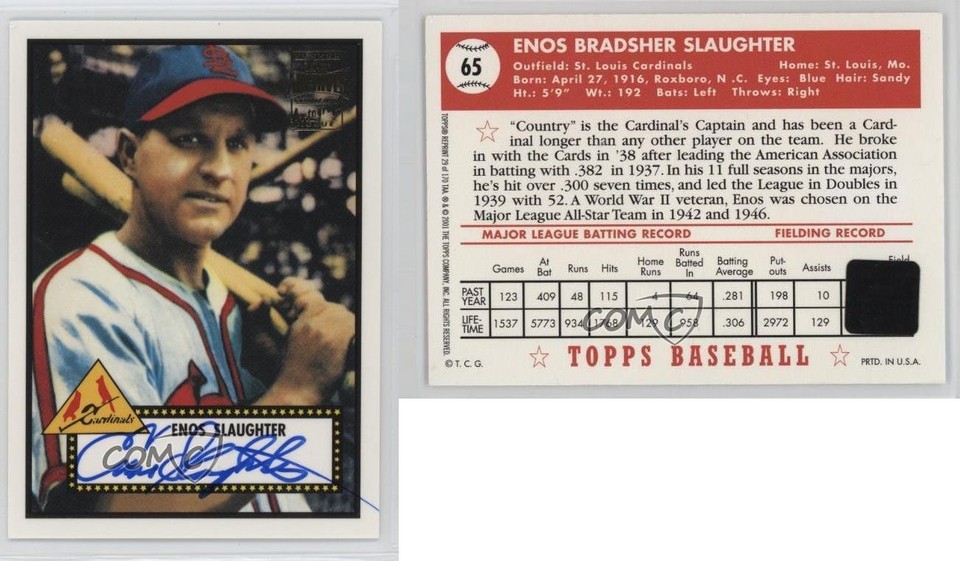 2001 Topps Archives Auto Enos Slaughter #29TAA HOF | eBay