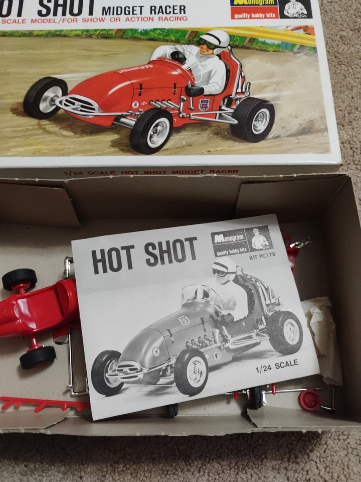 Vintage 1967 Monogram Hot Shot Midget Racer Model Kit 6730, Missing ...