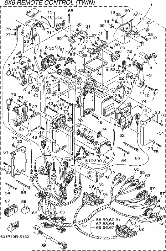 Yamaha Command Link Plus Twin Engine Main Station Control 6x6-48207-73 ...
