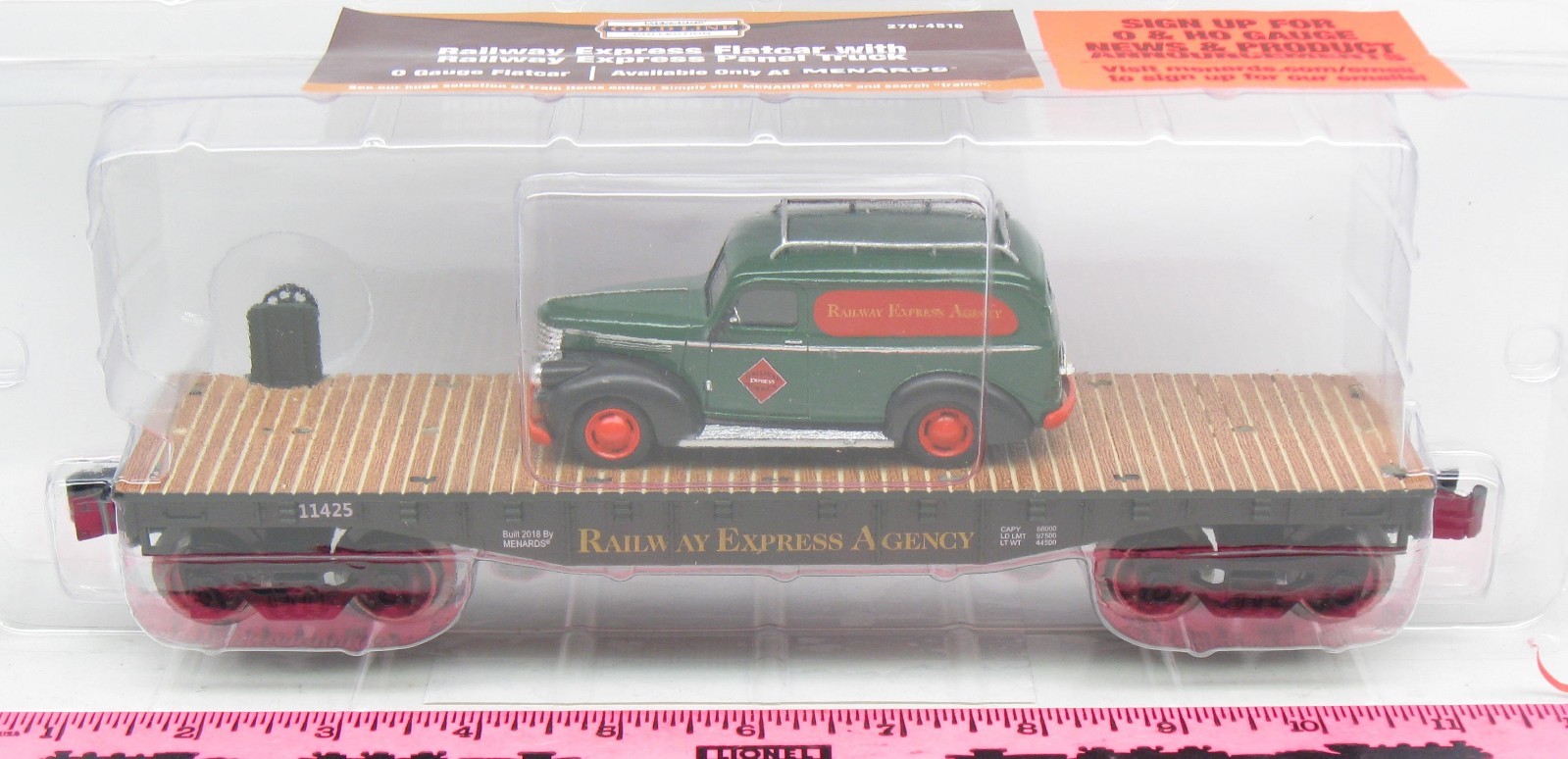 Menards ~ 10-1/2" O Gauge Railway Express Agency Flatcar with REA Panel ...