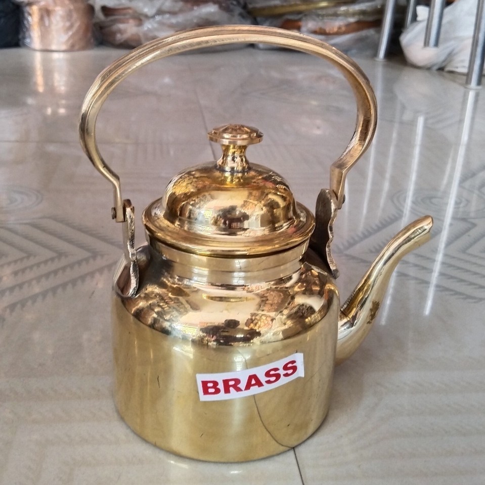 Antique Brass Plain Tea Pot, Brass Tea Kettle, Teapot Cooking & Serving ...