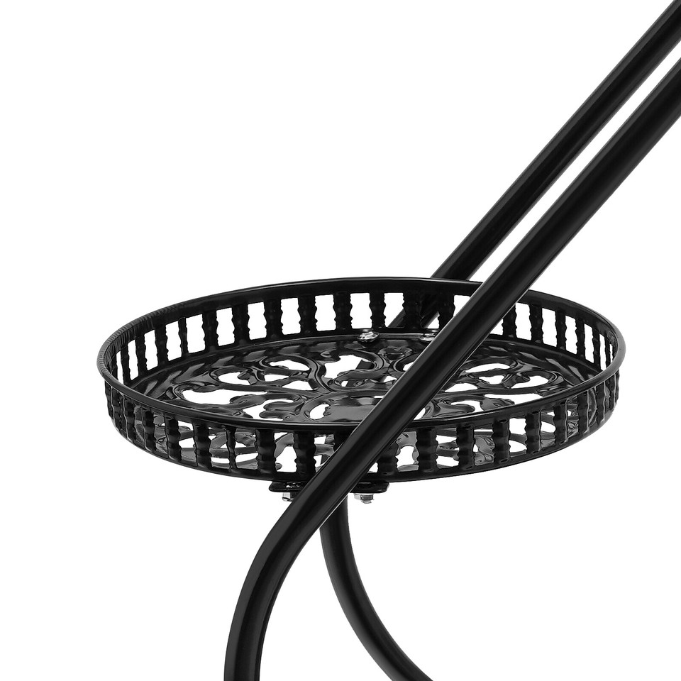 Metal Plant Rack Floor Heart Shape Garden Flower Stand W/Wheel Living ...