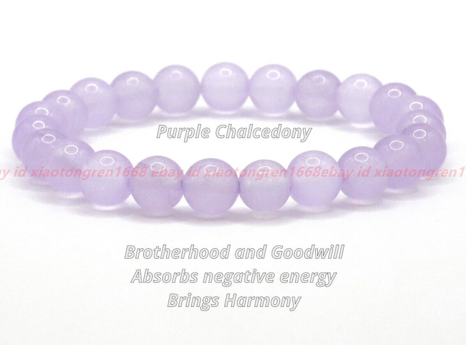 Crystal Bracelet Purple Chalcedony Gemstone for Men, Women, Chakra ...