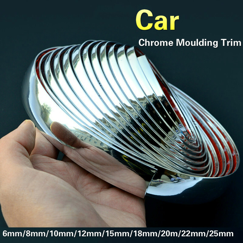 5M Universal Chrome Car Moulding Trim Strip car Door Edge Scratch ...