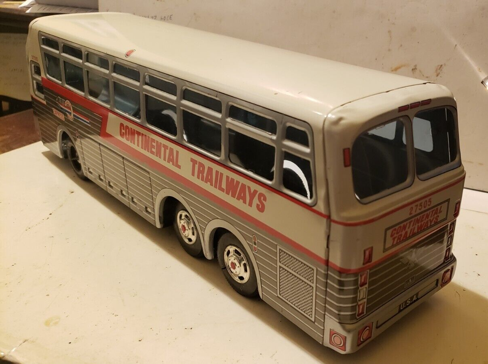 Charmy Toy Continental Trailways Silver Eagle Express Bus Friction Tin ...