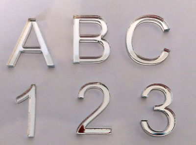 SILVER ACRYLIC MIRROR LETTERS, NUMBERS & SYMBOLS. LOTS OF FONTS. LOTS ...