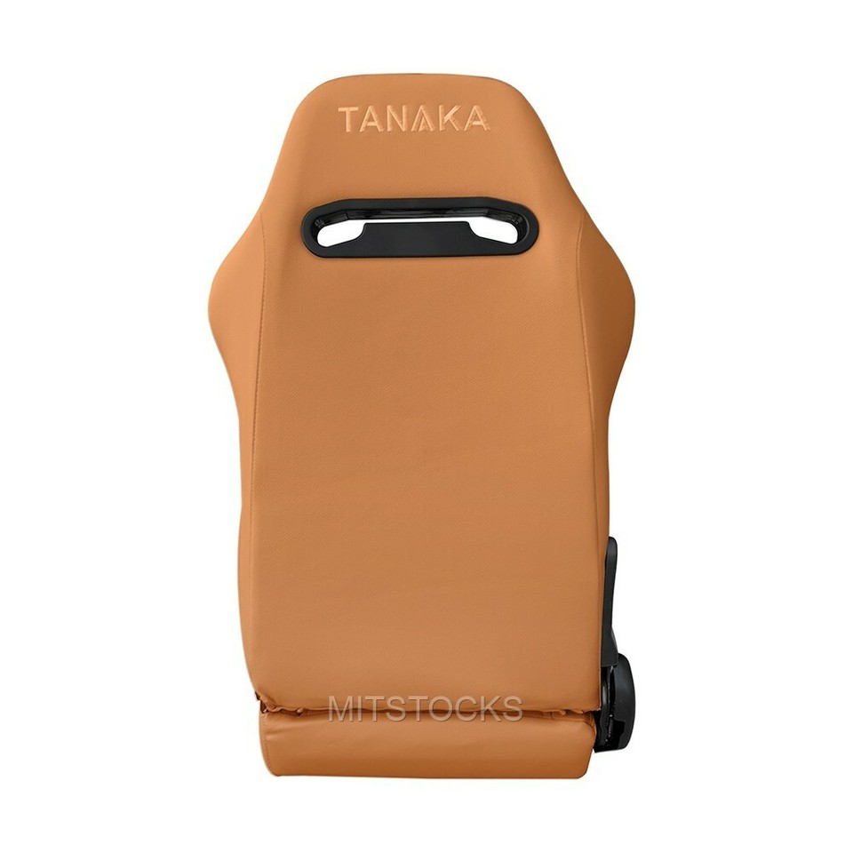 2 X TANAKA TAN PVC LEATHER RACING SEATS RECLINABLE + SLIDERS FITS FOR ...