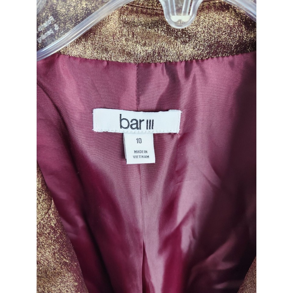Bar III Women's Sz. 10 Brushed Metallic Blazer Malaga Red/Gold NWT | eBay